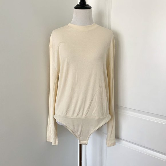 ASOS | Tops | Asos Ivory Ribbed Bodysuit | Poshmark